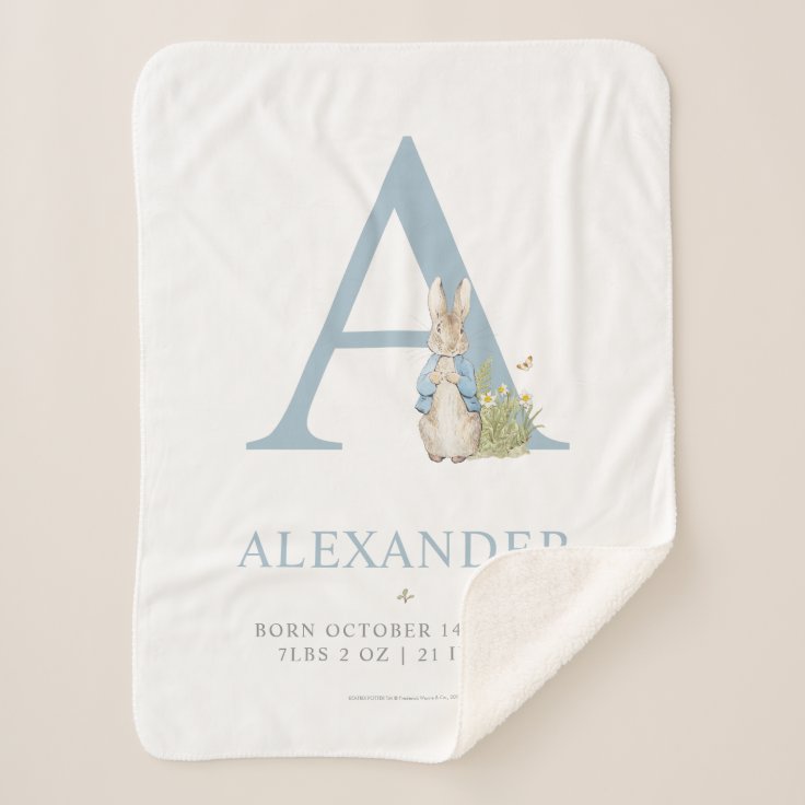 Peter Rabbit | Personalized Letter A Sherpa Blanket | Zazzle