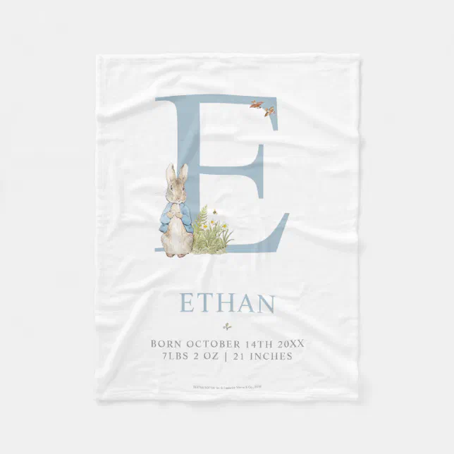 Peter Rabbit | Personalized Letter E Fleece Blanket | Zazzle