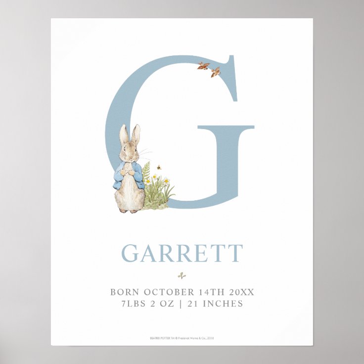 Peter Rabbit | Personalized Letter G Poster | Zazzle