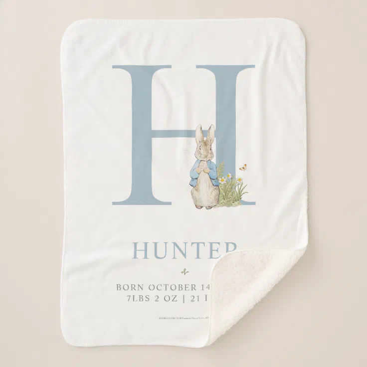Peter Rabbit | Personalized Letter H Sherpa Blanket | Zazzle