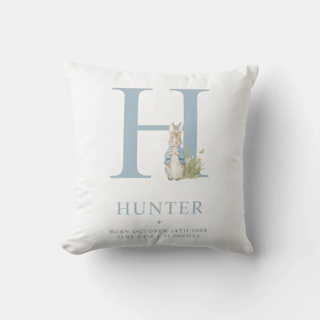 Peter Rabbit | Personalized Letter H Throw Pillow | Zazzle