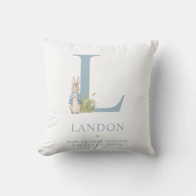 Peter Rabbit | Personalized Letter L Throw Pillow | Zazzle