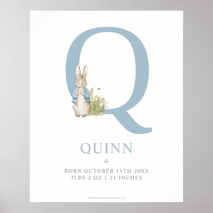 Peter Rabbit | Personalized Letter Q Poster | Zazzle
