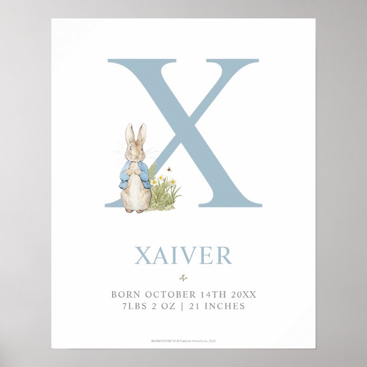 Peter Rabbit | Personalized Letter X Poster | Zazzle