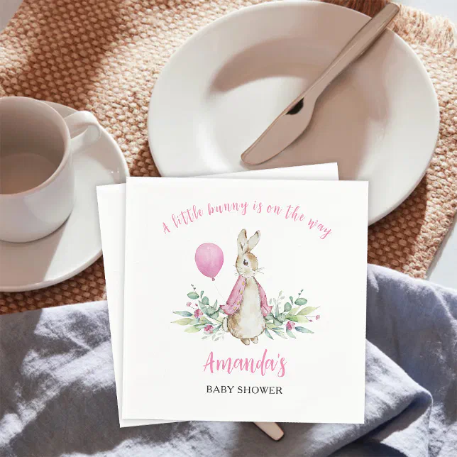 Peter Rabbit Pink Baby Shower Napkins | Zazzle