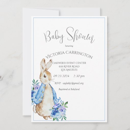 Peter Rabbit Watercolor Baby Shower Invitation | Zazzle