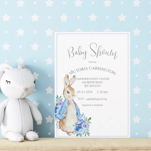Peter Rabbit Watercolor Baby Shower Invitation | Zazzle