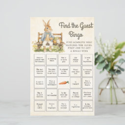 Peter The Rabbit Baby Shower Find The Guest Bingo | Zazzle