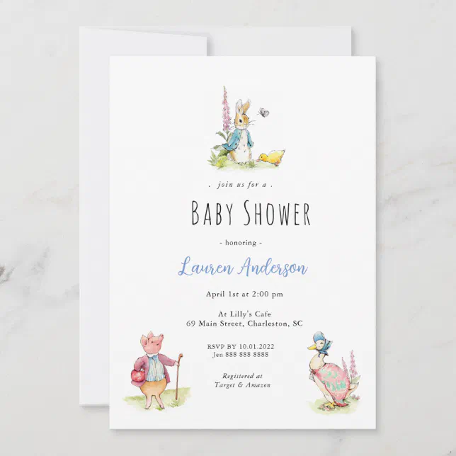 Peter the Rabbit Beatrix Potter Baby Shower Invitation | Zazzle