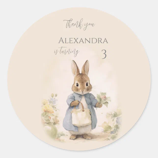Peter the Rabbit Birthday Party Classic Round Sticker | Zazzle