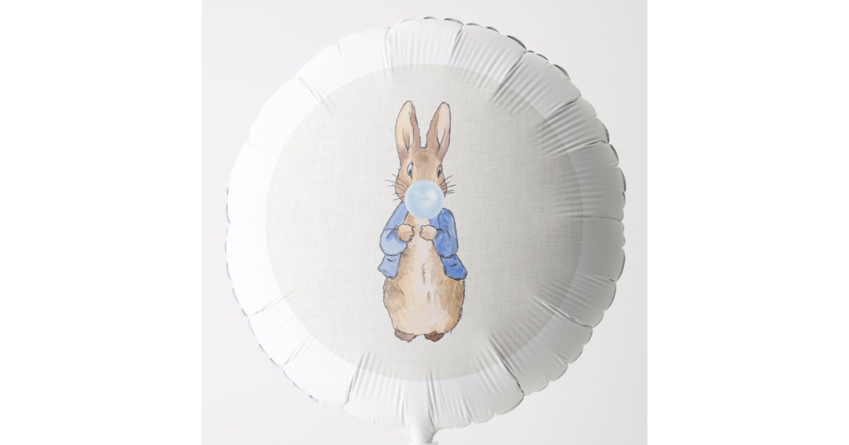 Peter the Rabbit Blowing a Blue Bubble gum Balloon | Zazzle