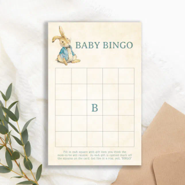 Peter The Rabbit Boy Baby Shower Bingo Fun Game | Zazzle