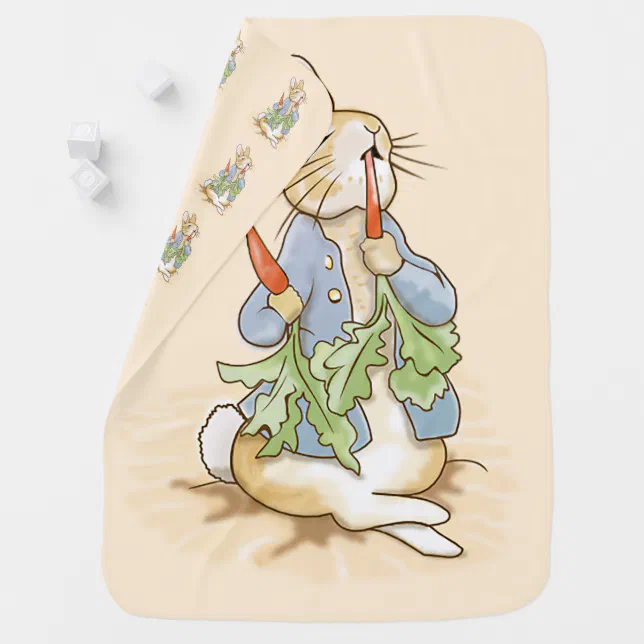 Peter the Rabbit Eating a Carrot Baby Blanket | Zazzle