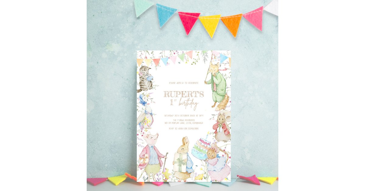 Peter the Rabbit First Birthday Invitation | Zazzle