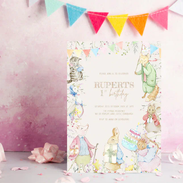 Peter the Rabbit First Birthday Invitation | Zazzle