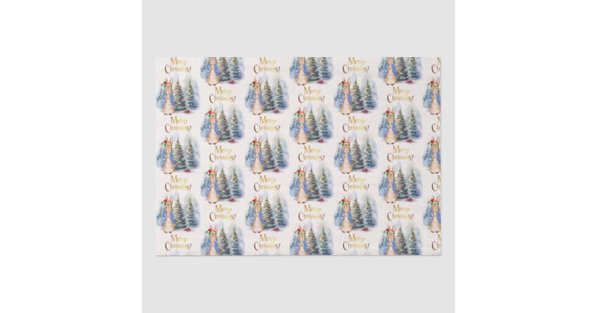 Peter the Rabbit Merry Christmas Tree Tissue Paper | Zazzle