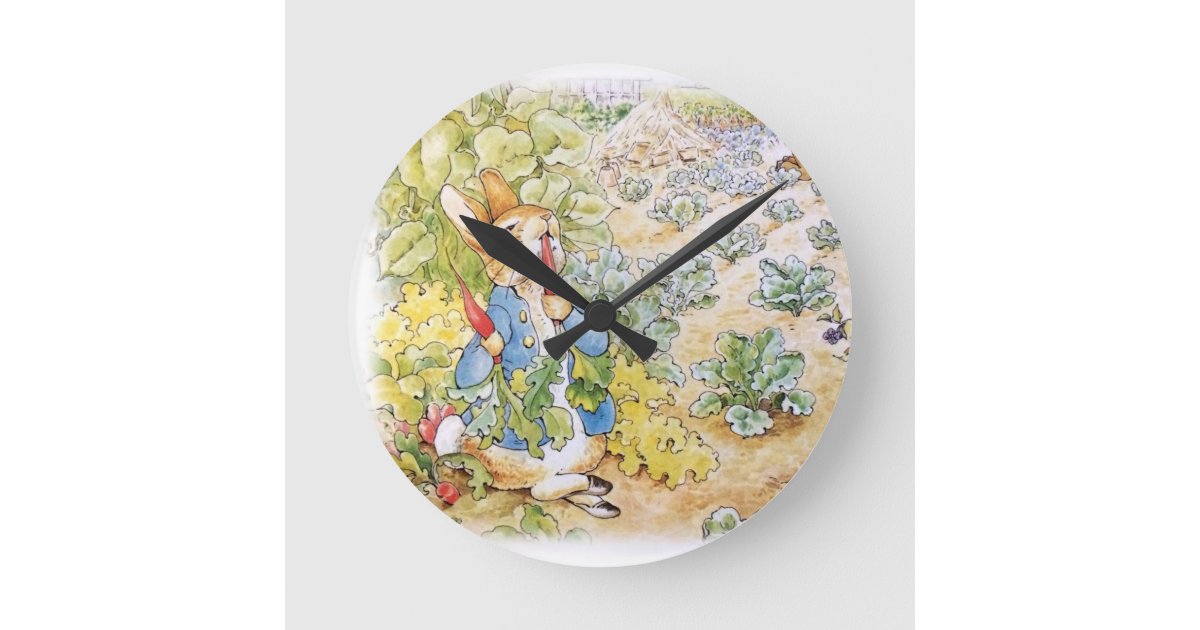 Peter the Rabbit Round Clock | Zazzle