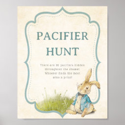 Peter The Rabbit Vintage Baby Shower Pacifier Hunt Poster | Zazzle