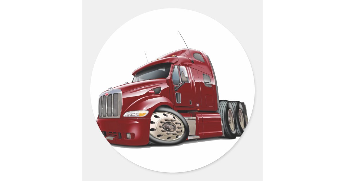 Peterbilt Maroon Truck Classic Round Sticker | Zazzle