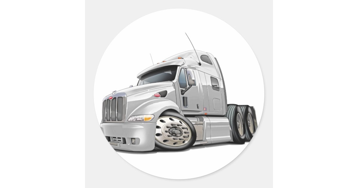Peterbilt White Truck Classic Round Sticker | Zazzle