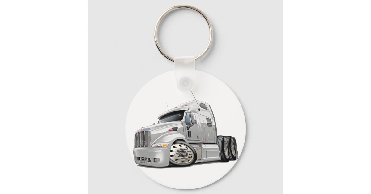 Peterbilt White Truck Keychain | Zazzle