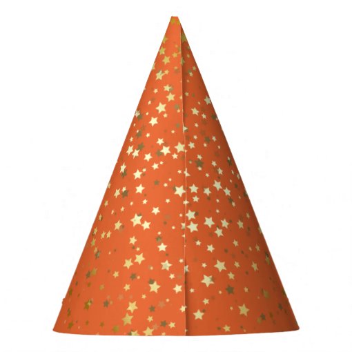 Petite Golden Stars Party Hat-Orange Party Hat | Zazzle