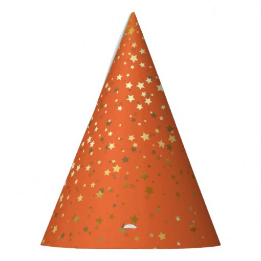 Petite Golden Stars Party Hat-Orange Party Hat | Zazzle