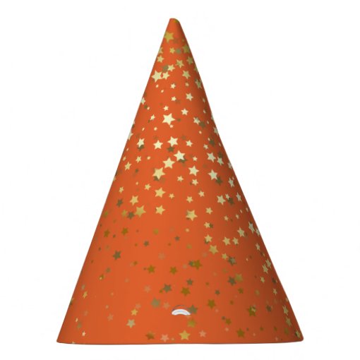 Petite Golden Stars Party Hat-Orange Party Hat | Zazzle