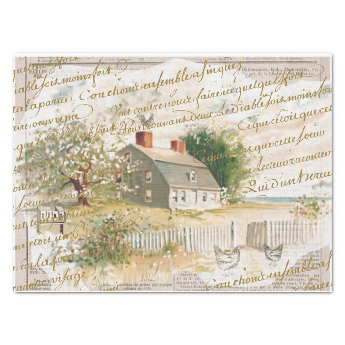 Petite Maison de Plage French Script Decoupage Tissue Paper | Zazzle.com