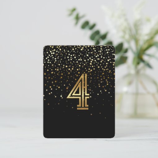 Petite Stars Table Number Card- 4 Starry Night | Zazzle