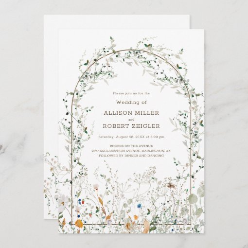 Petite Wildflower Arch Wedding Invitation | Zazzle