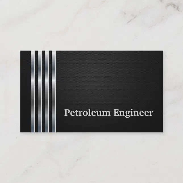 Petroleum Engineer Professional Black Silver Business Card | Zazzle