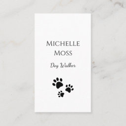 Pets Paw Prints QR code Black White Dog Walker Business Card | Zazzle