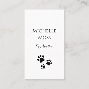 Pets Paw Prints QR code Black White Dog Walker Business Card | Zazzle