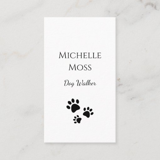 Pets Paw Prints QR code Black White Dog Walker Business Card | Zazzle