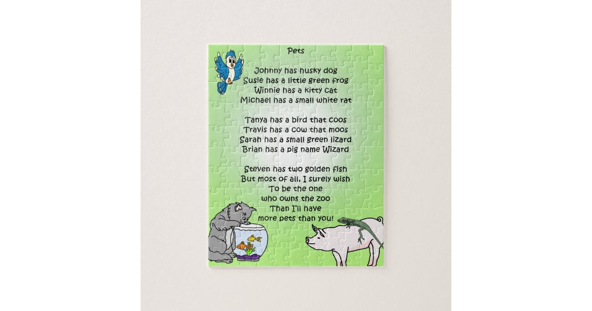 Pets Poem Jigsaw Puzzle | Zazzle