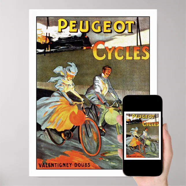 Peugeot Cycles - Vintage Bicycle Poster | Zazzle