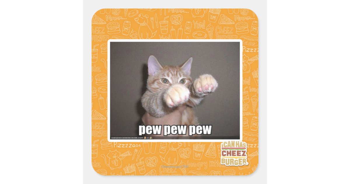 Pew pew pew square sticker | Zazzle