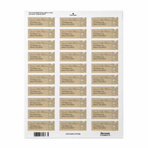 Pewter Glitter & Suede Return Address Label | Zazzle
