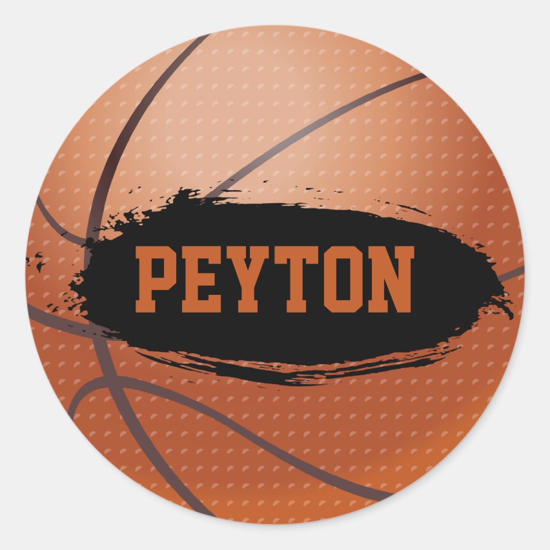 Peyton Basketball Name Stickers | Zazzle