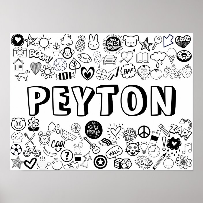 'PEYTON' Color-it-Yourself Outline Design Poster | Zazzle.com