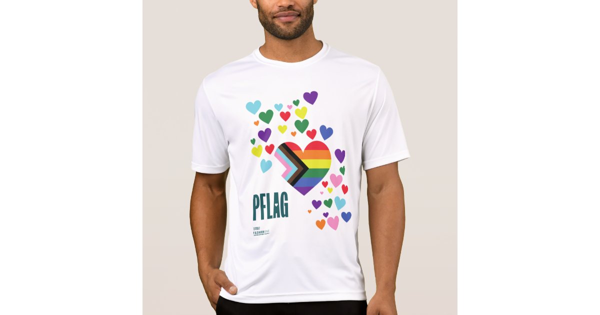 PFLAG Pride Shirt Sport-Tek white background | Zazzle