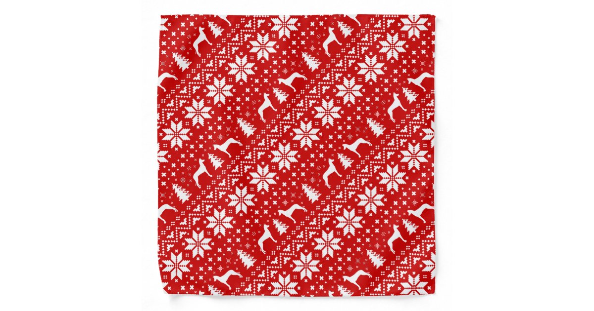 Pharaoh Hound Silhouettes Christmas Pattern Red Bandana | Zazzle