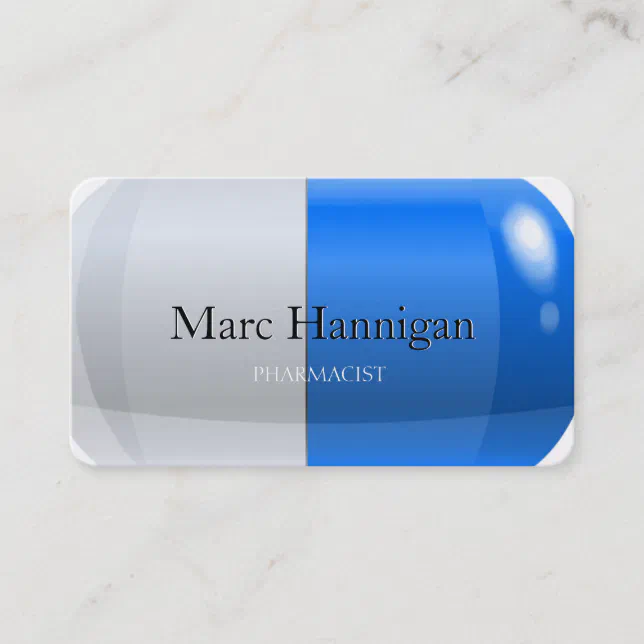 PHARMACIST - blue pill pharmacy Business Card | Zazzle