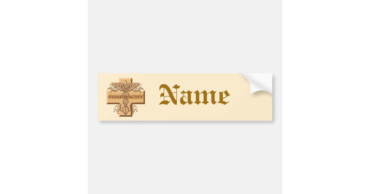 Pharmacist Caduceus custom name Bumper Sticker | Zazzle