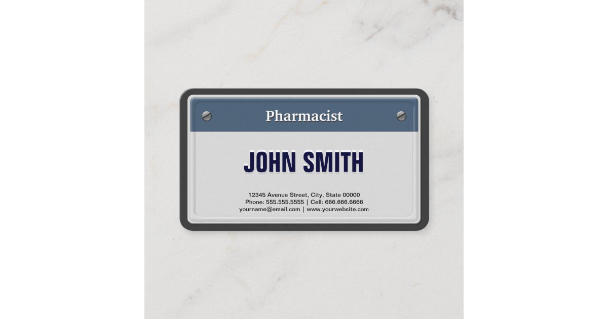 Pharmacist Cool Car License Plate Business Card | Zazzle