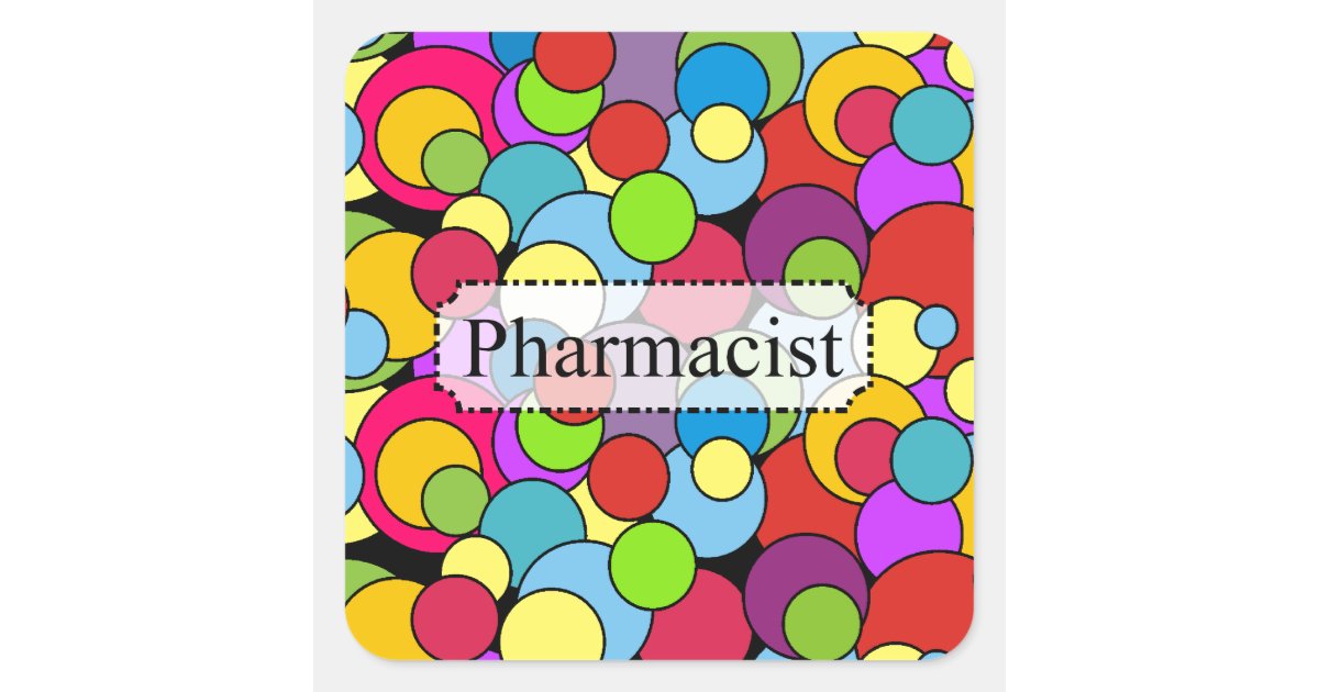 Pharmacist Gifts Whimsical Bubbles Square Sticker | Zazzle