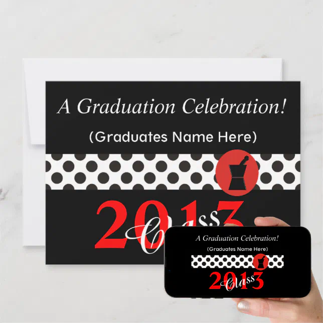 Pharmacist Graduation Invitations Red and Black II | Zazzle