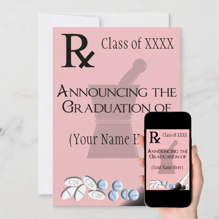 Pharmacist Graduation Invitations Rx Pad Design 5 | Zazzle