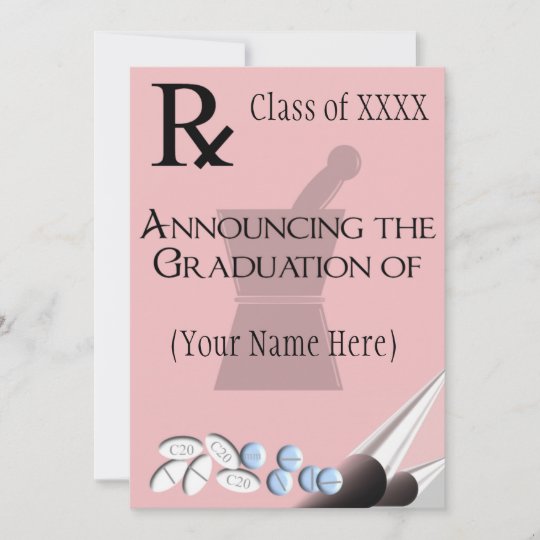 Pharmacist Graduation Invitations Rx Pad Design 5 | Zazzle.com